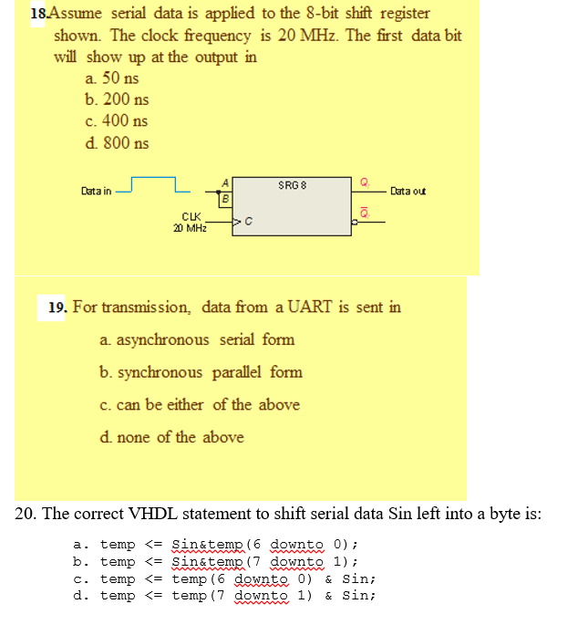 Assume serial data is applied to the 8-bit shift | Chegg.com