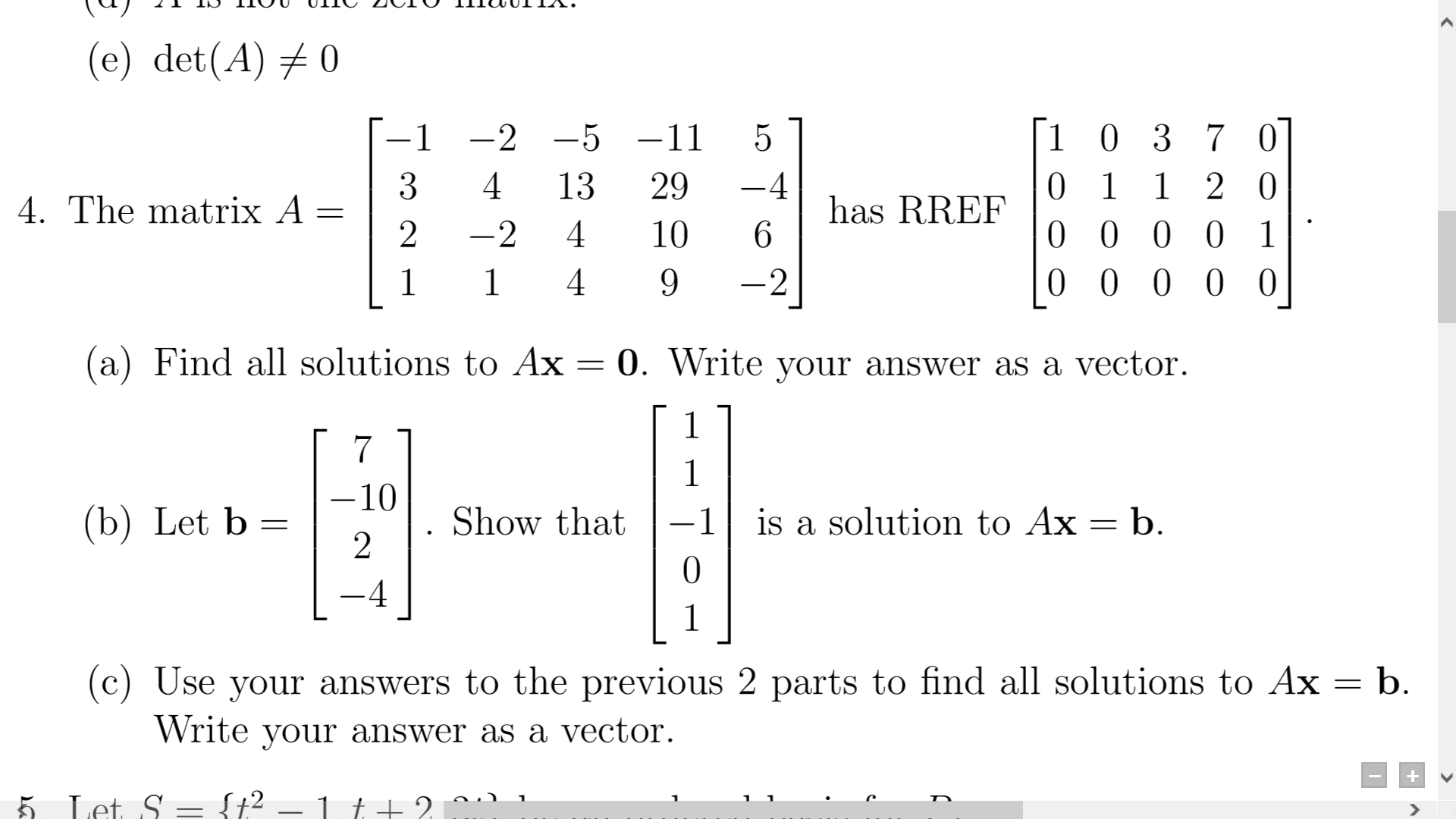 4 The Matrix A Has RREF a Find All Solutions To Chegg