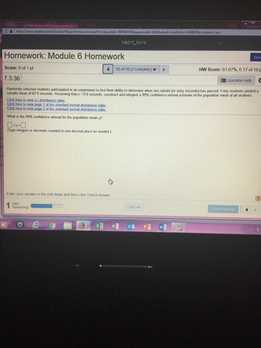 Solved Ma215 Oc116 Homework Module 6 Homework Score 0 Of 1