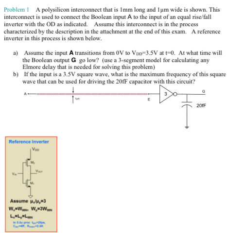 Problem 1 A polysilicon interconnect that is 1 mm | Chegg.com