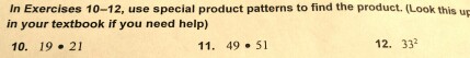Solved In Exercises 10-12, use special product patterns to | Chegg.com