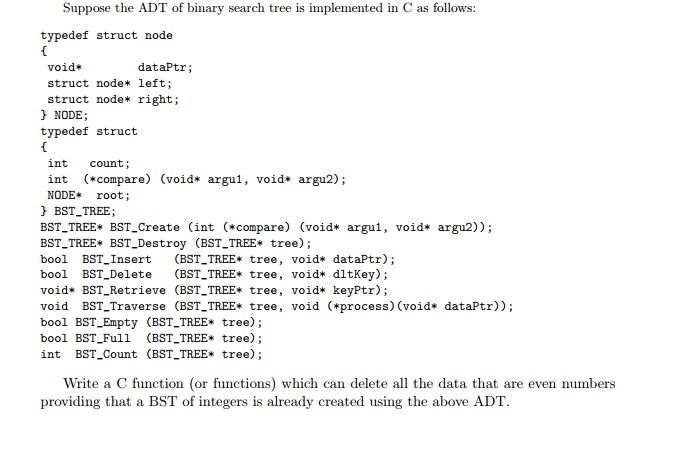 Solved Suppose the ADT of binary search tree is implemented | Chegg.com