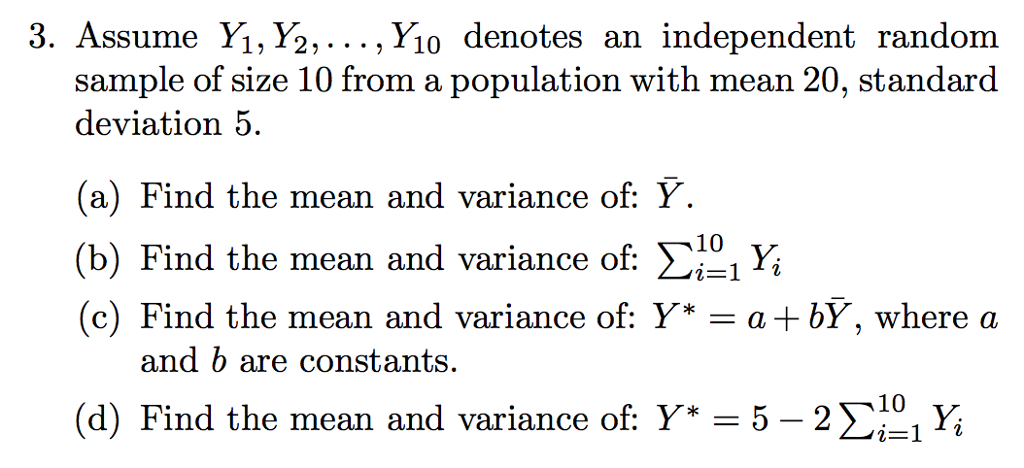 Solved 3. Assume Y1, Y2,...,Y10 denotes an independent | Chegg.com
