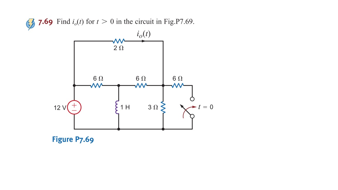 Solved 7.69 Find i0(t) for t > 0 in the circuit in | Chegg.com