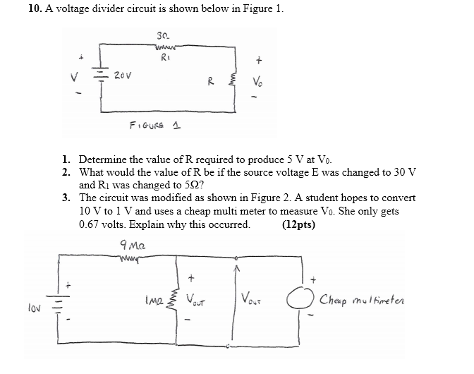 Solved A voltage divider circuit is shown below in Figure 1. | Chegg.com