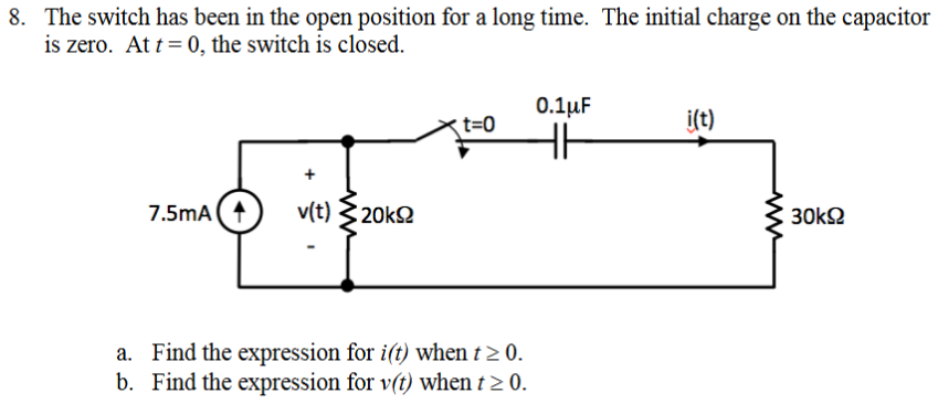 Solved The switch has been in the open position for a long | Chegg.com