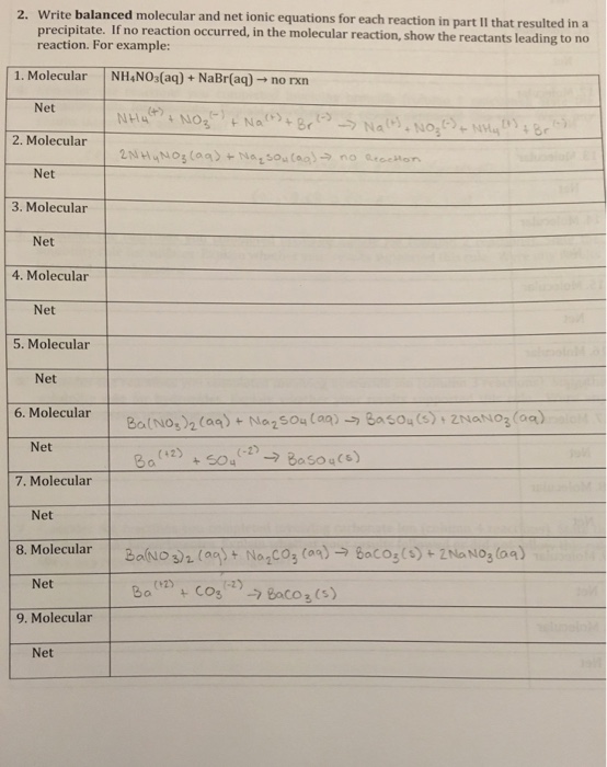Solved Write balanced molecular and net ionic equations for | Chegg.com