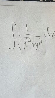 Solved Integral 1/squareroot x^2 + y^2 dx | Chegg.com