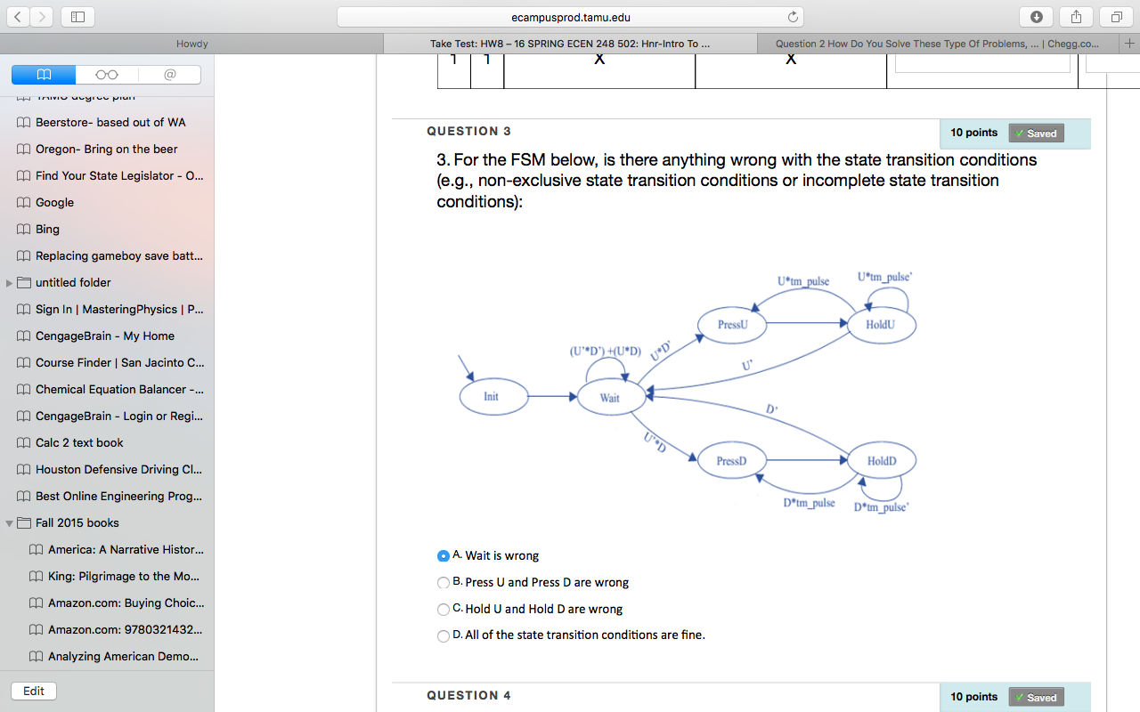 Solved For the FSM below, is there anything wrong with the | Chegg.com