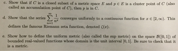 Solved Show that if C is a closed subset of a metric space E | Chegg.com