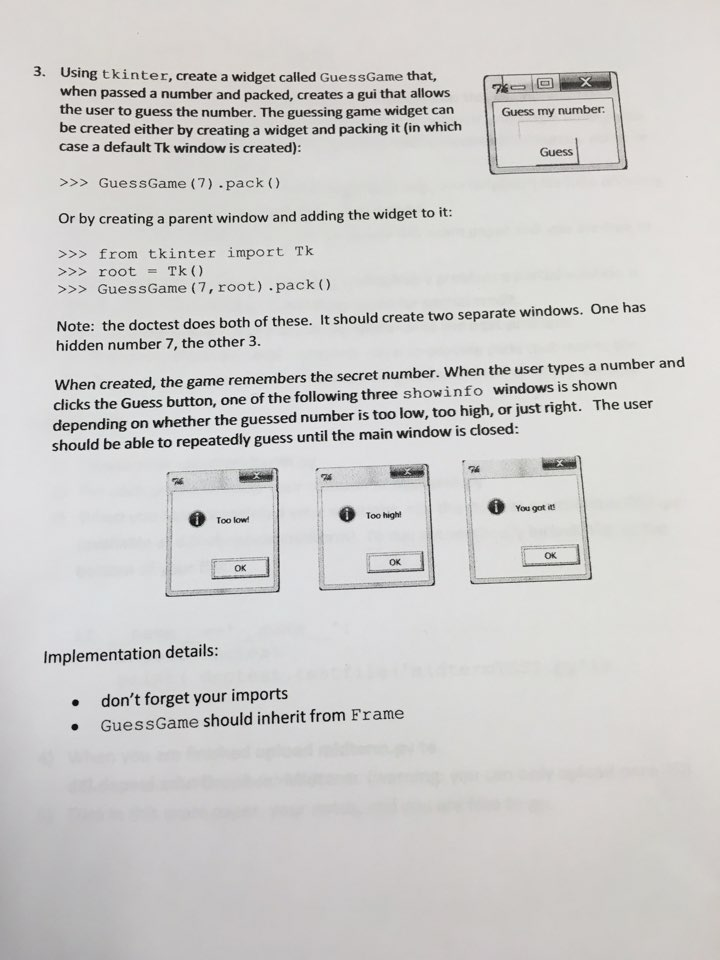 Solved Using tkinter, create a widget called a widget called | Chegg.com