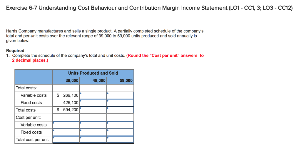 Solved Exercise 6-7 Understanding Cost Behaviour and | Chegg.com