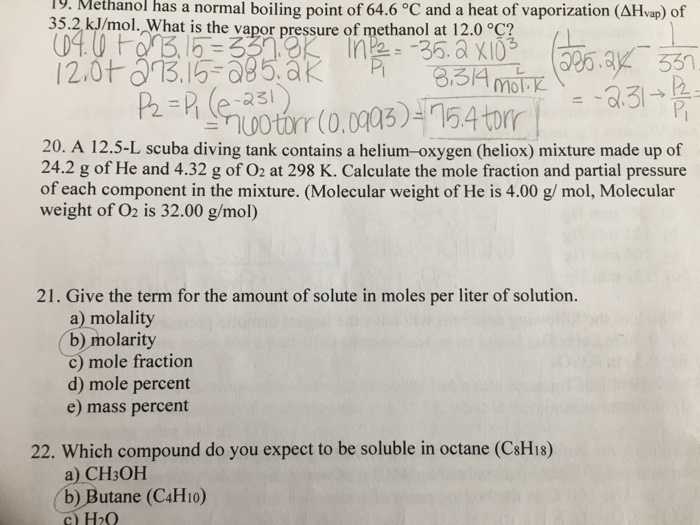The Normal Boiling Point Of Methanol Ch3oh Is 64 6o S Vrogue co
