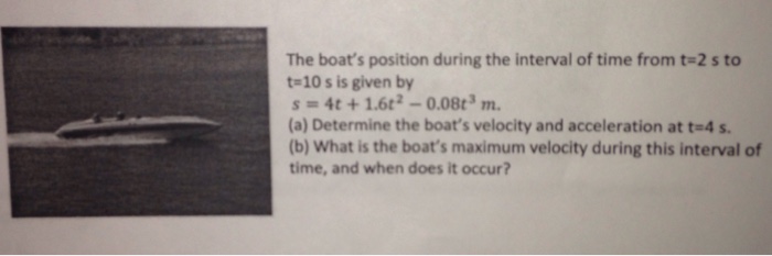 Solved The boat?s position during the interval of time from | Chegg.com