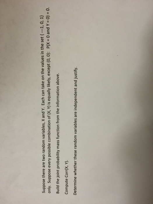Solved Suppose there are two random variables, X and Y. Each | Chegg.com