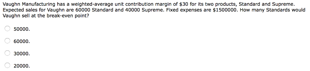 Solved Vaughn Manufacturing has a weighted-average unit | Chegg.com