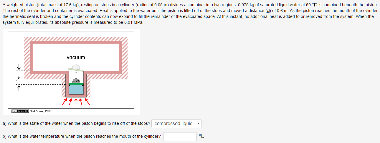 Solved A weighted piston (total mass of 17.6 kg), resting on | Chegg.com