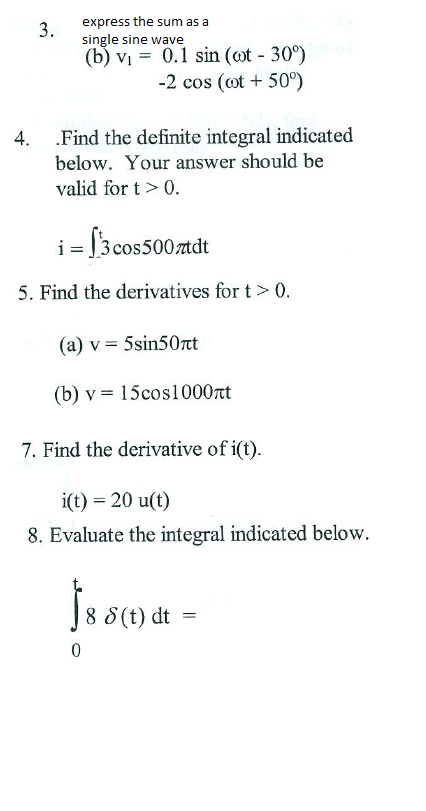 Solved 3 express the sum asa single sine wave (b) v 0.1 sin | Chegg.com
