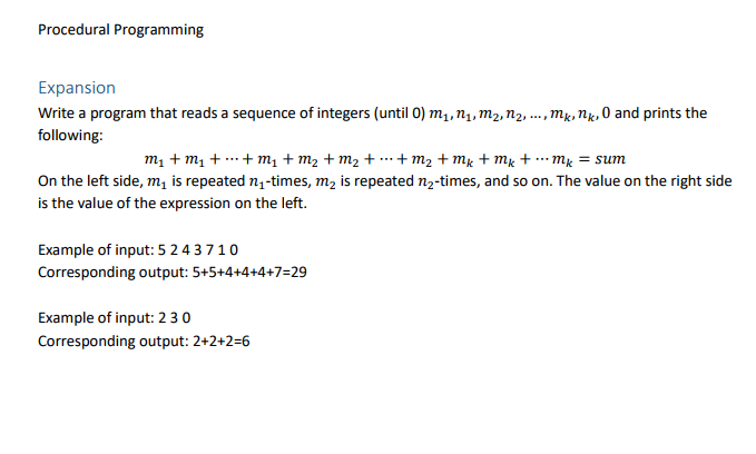 Solved Procedural Programming Expansion Write a program that | Chegg.com