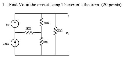 Solved 1. Find Vo in the circuit using Thevenin's theorem. | Chegg.com