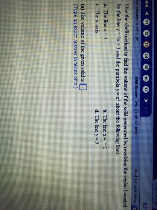 Solved Use the shell method to find the volume of the soKd | Chegg.com