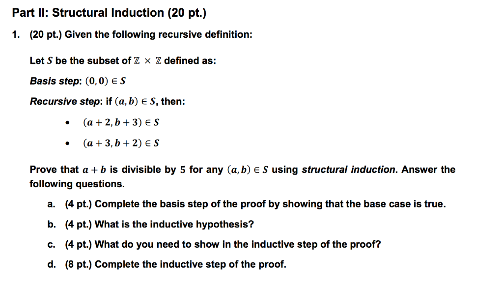 Solved Part Il Structural Induction 20 Pt 20 Pt Given