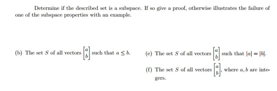 Solved Determine if the described set is a subspace. If so | Chegg.com