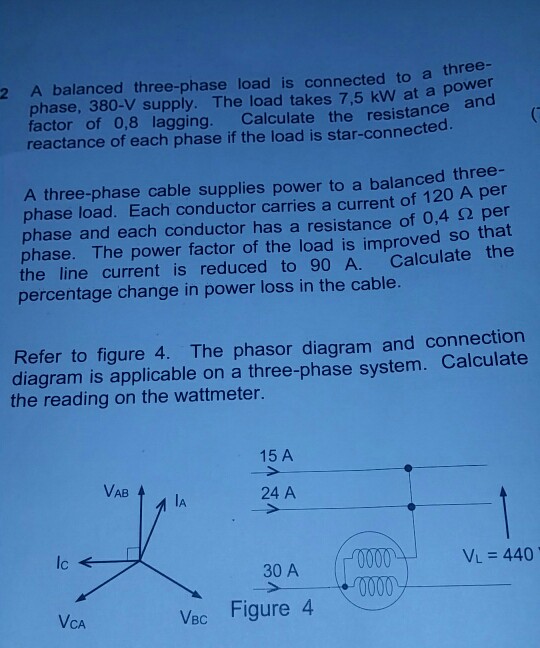 Solved 2 A balanced three-phase load is connected to a t | Chegg.com