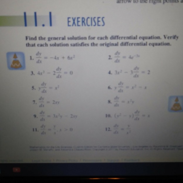 Solved 11.1 EXERCISES Find the general solution for each | Chegg.com