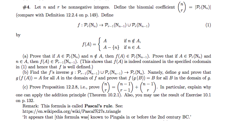 Solved #4. Let n and r be nonnegative integers. Define the | Chegg.com