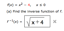 Solved f(x) = x2 - 4, x ly 0 Find the inverse function of | Chegg.com