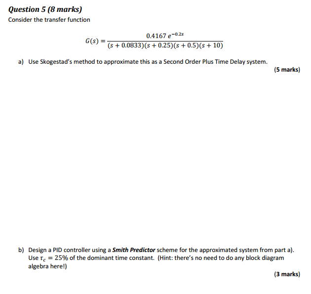 Solved Consider the transfer function G(s) = 0.4167 | Chegg.com