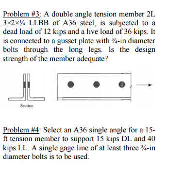 Solved A double angle tension member 2L 3 times 2 times 1/4 | Chegg.com