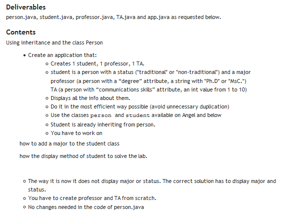 Solved Deliverables person.java, student.java, | Chegg.com