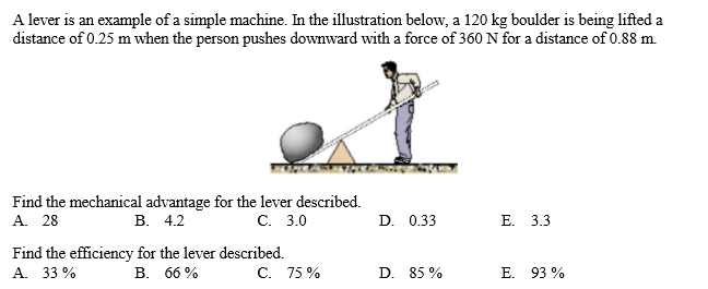Solved A lever is an example of a simple machine. In the | Chegg.com
