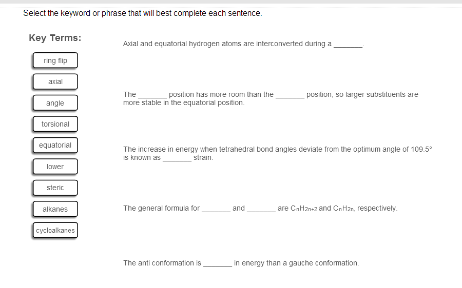Solved Select the keyword or phrase that will best complete | Chegg.com