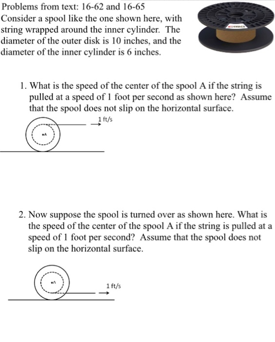 Solved Problems from text: 16-62 and 16-65 Consider a spool | Chegg.com