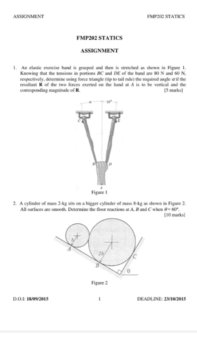 Solved ASSIGNMENT FMP202 STATICS FMP202 STATICS ASSIGNMENT | Chegg.com