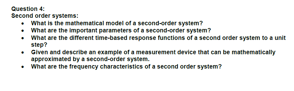Solved Second order systems: What is the mathematical model | Chegg.com