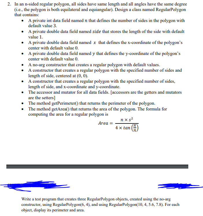 Solved 2. In an n-sided regular polygon, all sides have same | Chegg.com