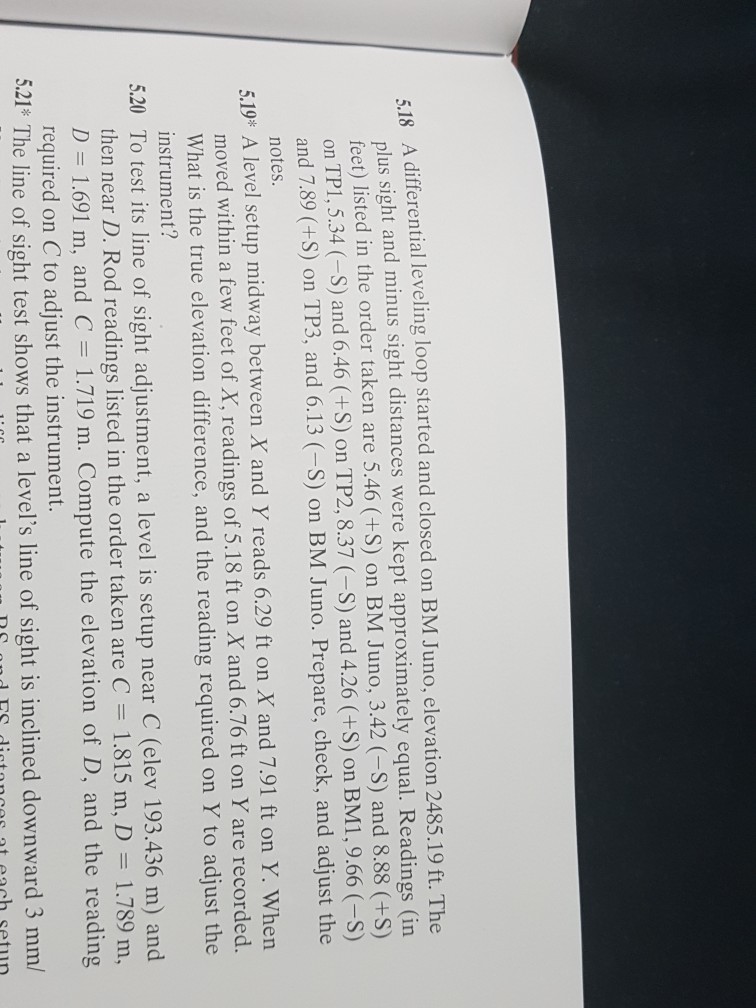 Solved 518 A differential leveling loop started and closed | Chegg.com