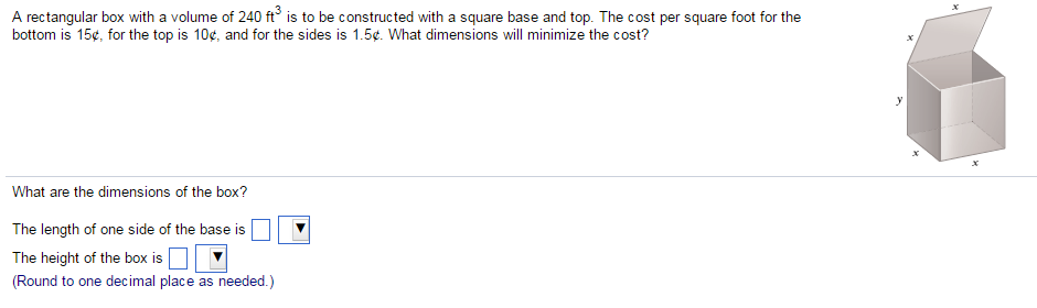 Solved A rectangular box with a volume of 240 ft^3 is to be | Chegg.com