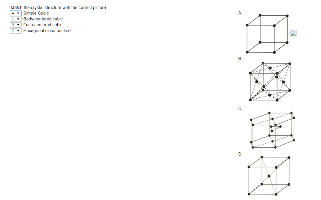 Solved Match the crystal structure with the correct picture | Chegg.com
