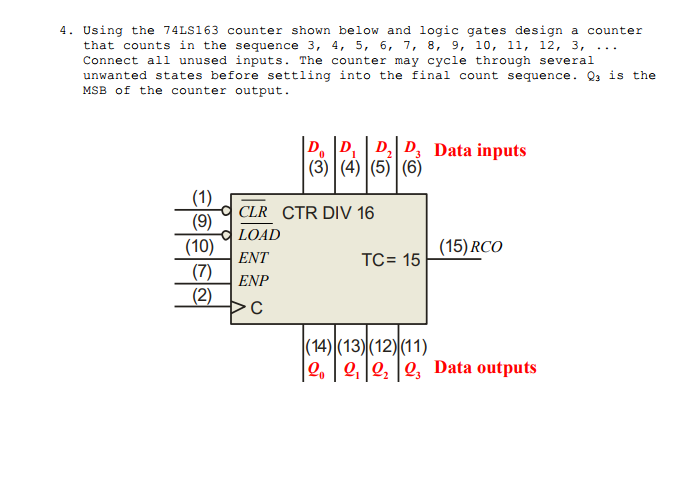 Solved 4. Using the 74LS163 counter shown below and logic | Chegg.com