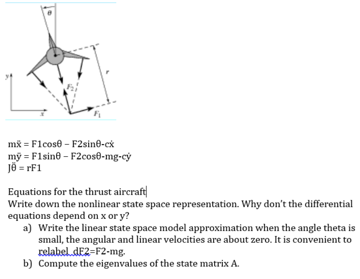 Equations for the thrust aircraft Write down the | Chegg.com