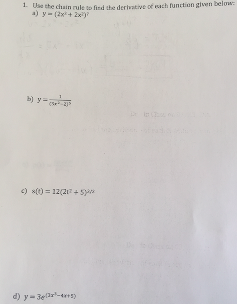 Solved Use the chain rule to find the derivative of each | Chegg.com