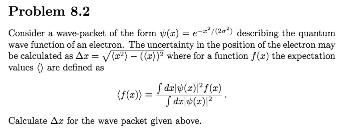 Solved Consider A Wave Packet Of The Form Psi X