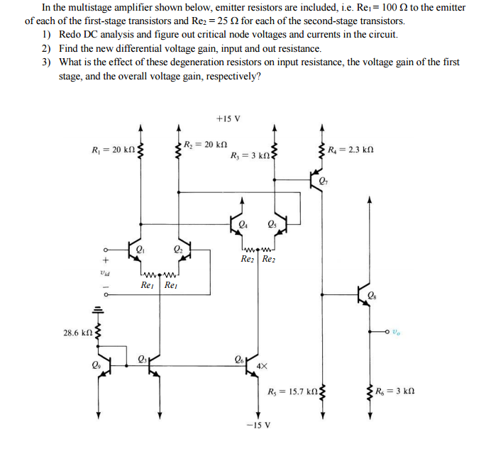 Solved In the multistage amplifier shown below, emitter | Chegg.com