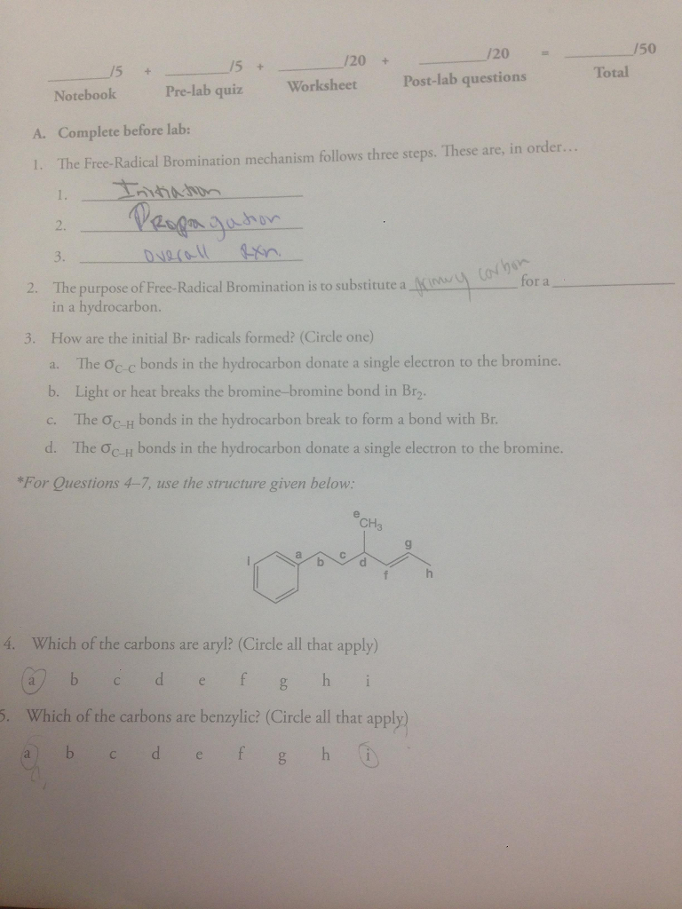 Solved /50 15 12 Total Notebook Pre-lab quiz Worksheet | Chegg.com