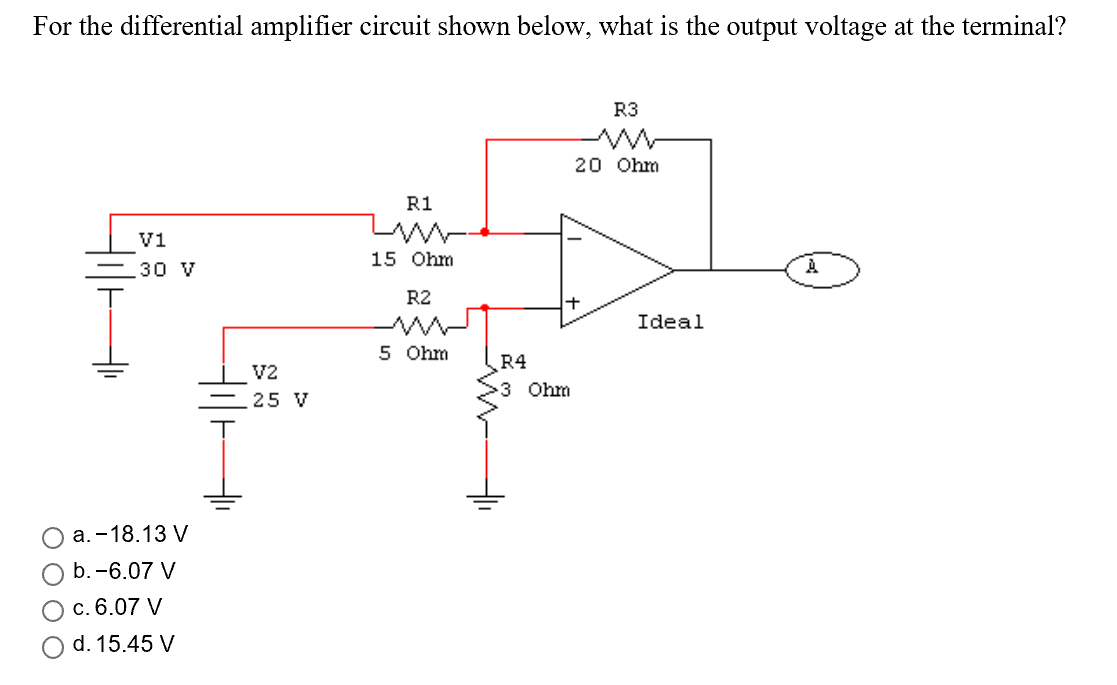 Solved For the differential amplifier circuit shown below, | Chegg.com